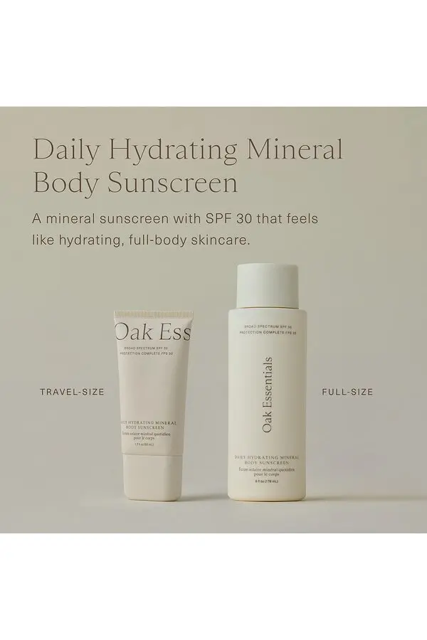 Oak Essentials Travel Daily Hydrating Mineral Body Sunscreen Spf 30