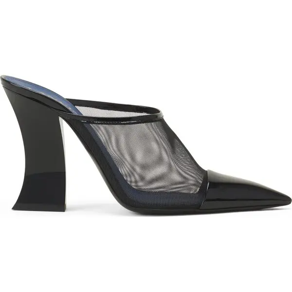 LANVIN Nocturne Mule In Mesh And Patent Leather - Black