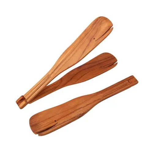 BE HOME Teak Whale Flip Tongs - Brown