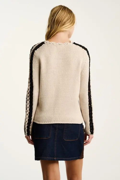 Lisa Todd Shore Club Sweater With Crochet Sleeves