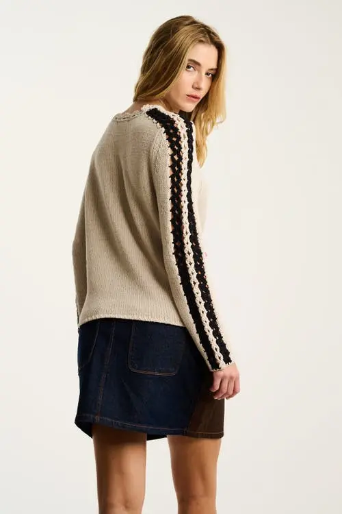 Lisa Todd Shore Club Sweater With Crochet Sleeves