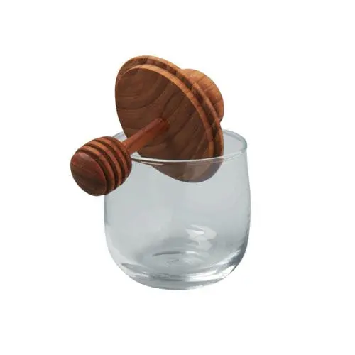 BE HOME Teak & Glass Honey Jar