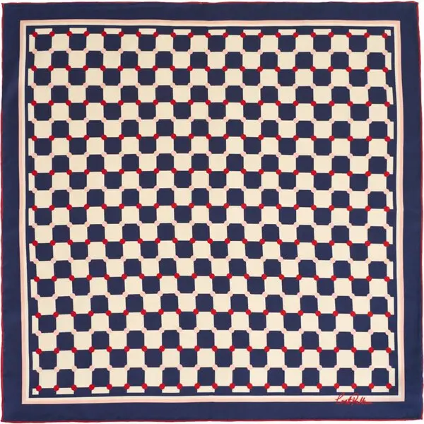 LOST PATTERN Checkerboard Silk Bandana - Blue