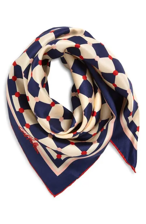 LOST PATTERN Checkerboard Silk Square Bandana - Blue