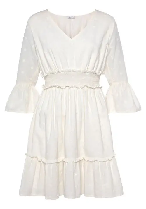 LASCANA Eyelet Detail V-neck Dress