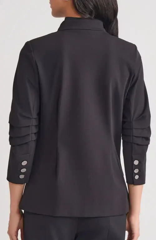 Misook Ruched Sleeve Ponte Jacket