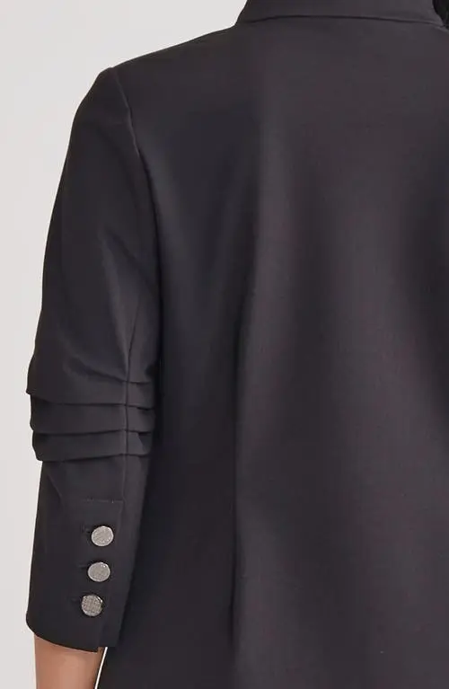 Misook Ruched Sleeve Ponte Jacket