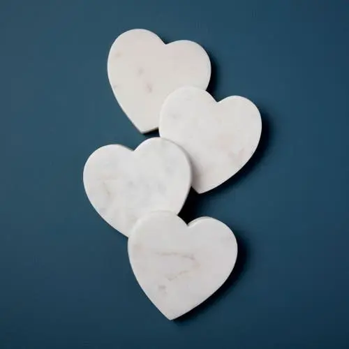 BE HOME Marble Heart Coastersset Of 4