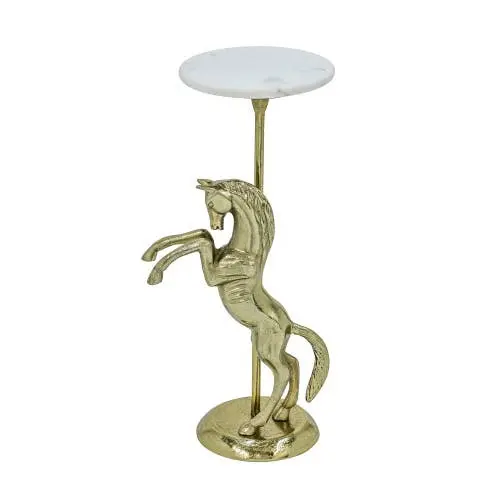 EXPO BAZAAR Horse Side Table With Marble Top