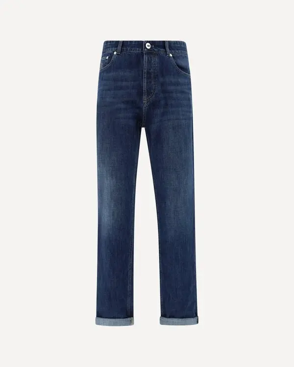 Brunello Cucinelli Cuffed Straight Leg Jeans - Blue