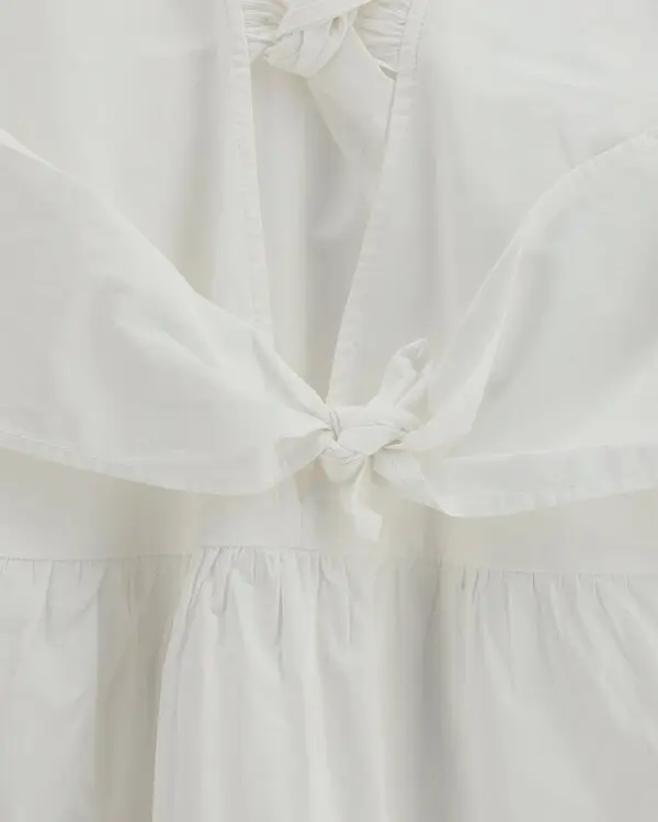 GANNI Mini Dress With A Deep V-neckline And Front Tie Bands
