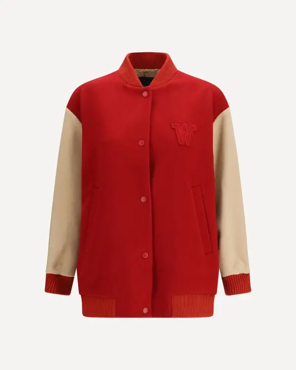 Max Mara Oversized Bomber In Double Wool - Red