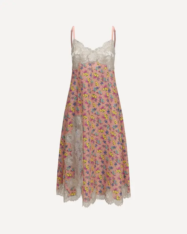 Dolce & Gabbana Floral Slip Dress With Lace Trim - Multicolour