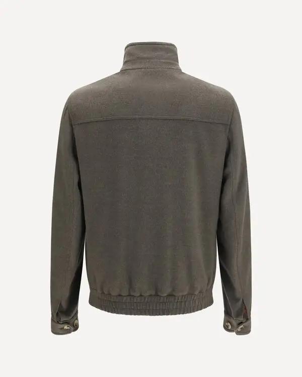 Brunello Cucinelli Wool Zip Jacket With High Collar