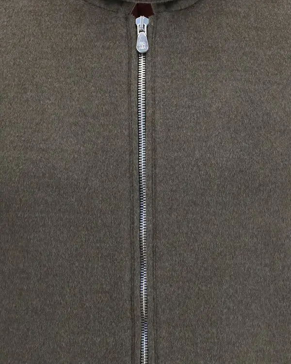 Brunello Cucinelli Wool Zip Jacket With High Collar