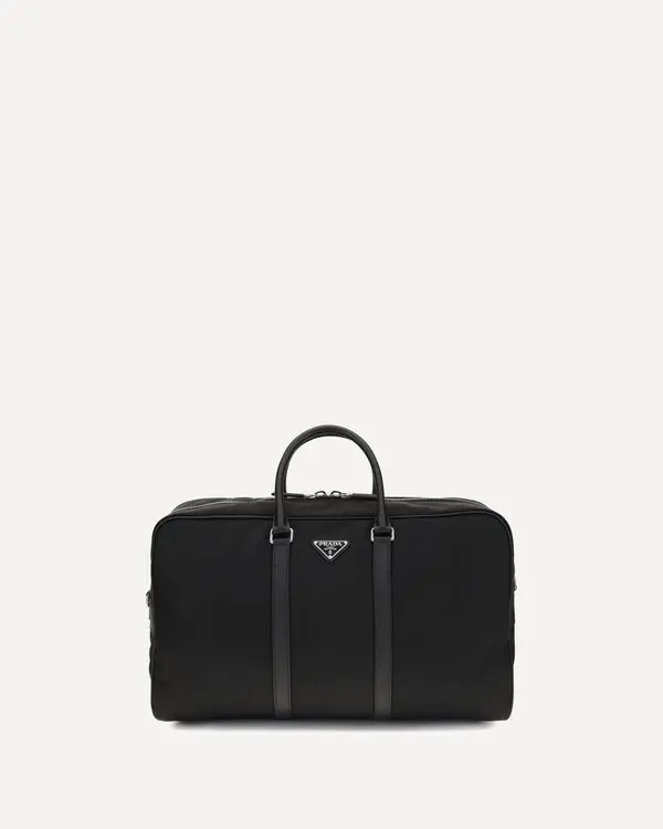 Prada Travel Bag In Re-nylon And Saffiano Leather - Black