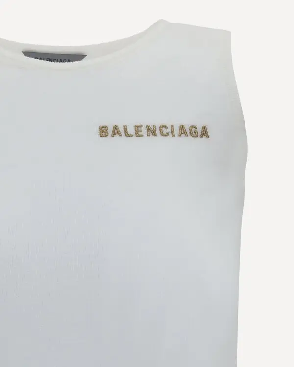 Balenciaga Logo Embroidered Tank Top