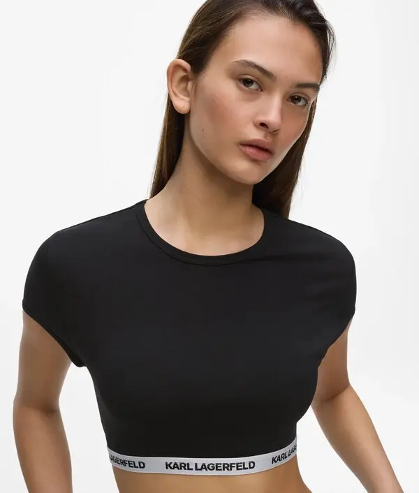 Karl Lagerfeld Logo Band Cropped T-shirt