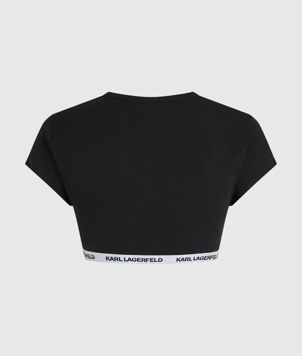 Karl Lagerfeld Logo Band Cropped T-shirt