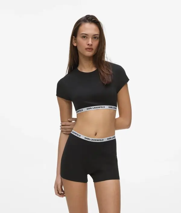 Karl Lagerfeld Logo Band Cropped T-shirt - Black
