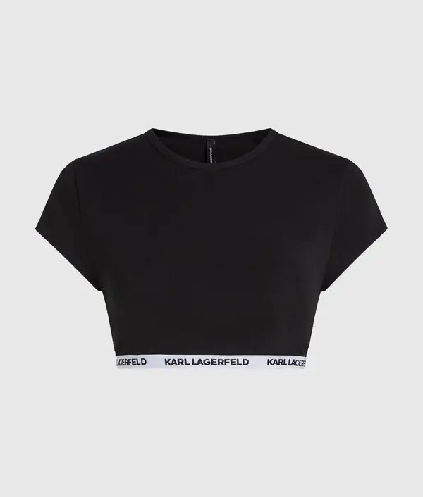 Karl Lagerfeld Logo Band Cropped T-shirt