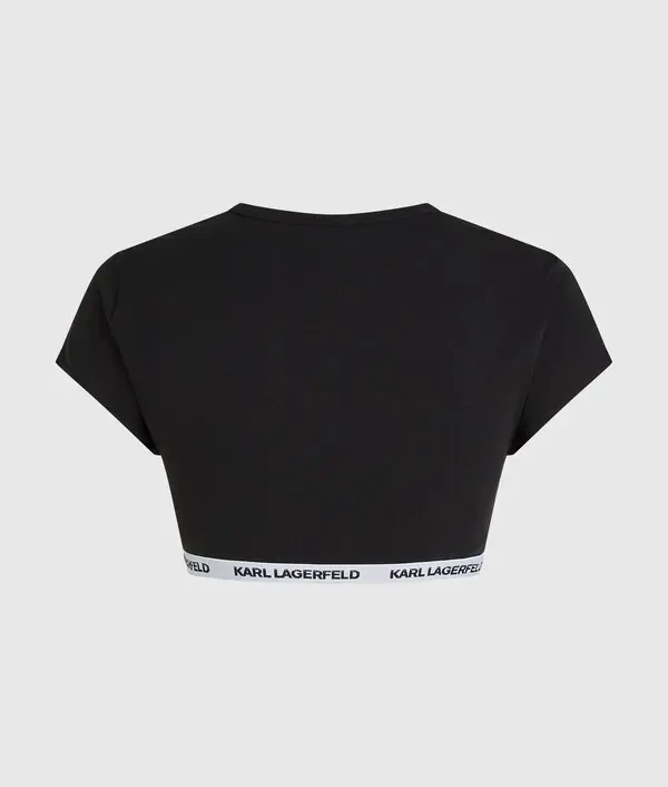Karl Lagerfeld Logo Band Cropped T-shirt