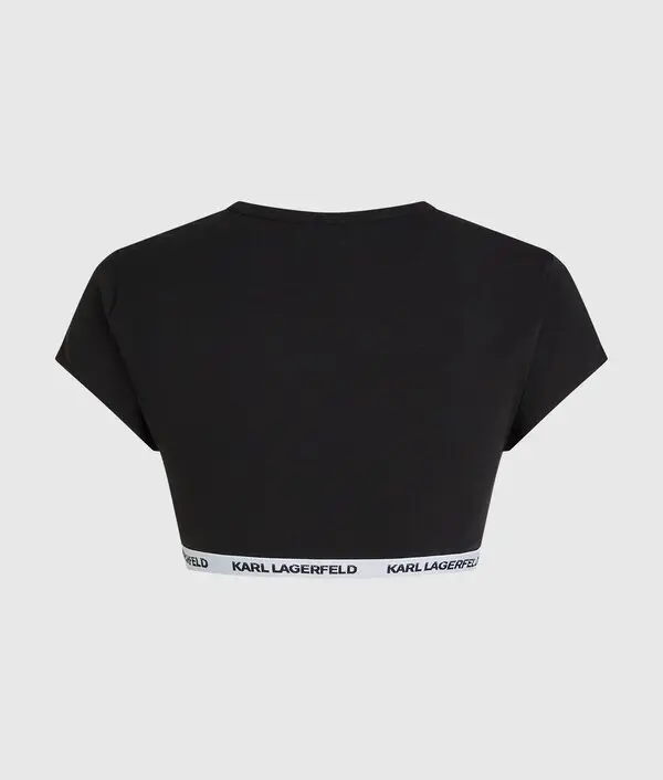 Karl Lagerfeld Logo Band Cropped T-shirt