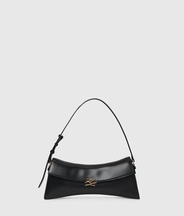 Karl Lagerfeld K/autograph Twist Shoulder Bag In Smooth Leather - Black/gold