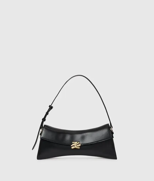 Karl Lagerfeld K/autograph Twist Shoulder Bag In Smooth Leather - Black/gold