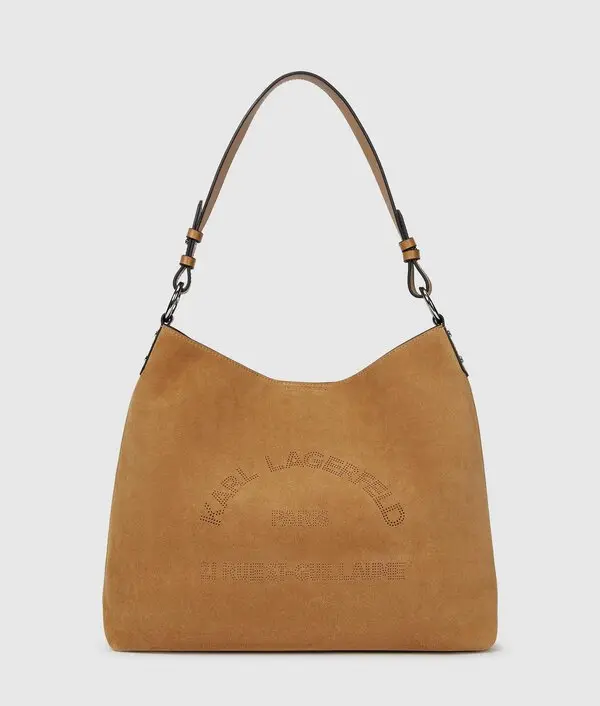 Karl Lagerfeld K/daily Suede Hobo Bag - Caramel