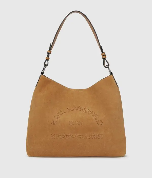Karl Lagerfeld K/daily Suede Hobo Bag - Caramel