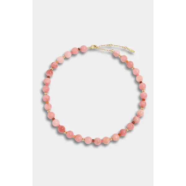 Stella & Dot Strawberry Sunstone Quartz Beaded Necklace - Pink