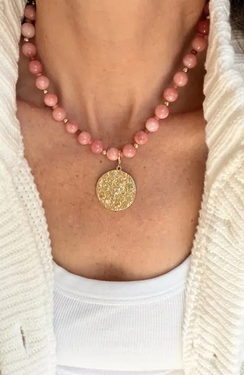 Stella & Dot Strawberry Sunstone Quartz Beaded Necklace