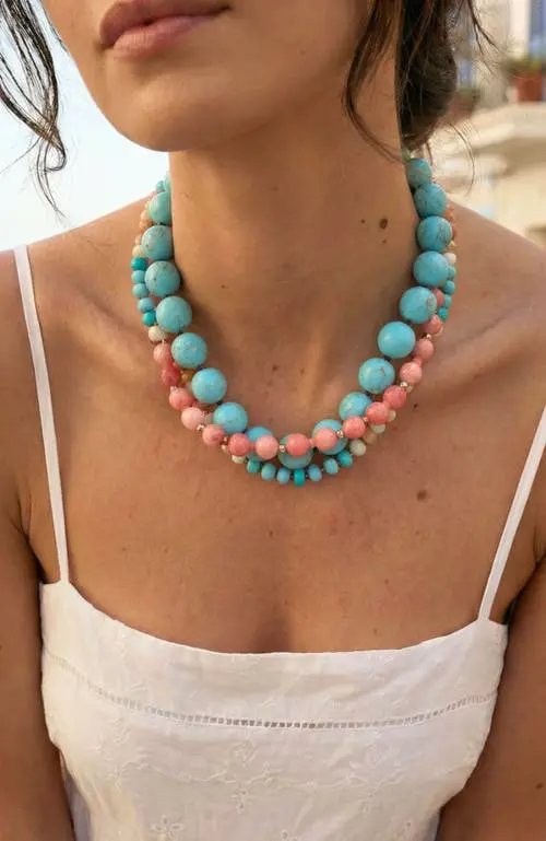 Stella & Dot Strawberry Sunstone Quartz Beaded Necklace