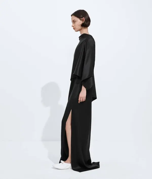 Bottega Veneta Fluid Silk Satin Dress - Double Black
