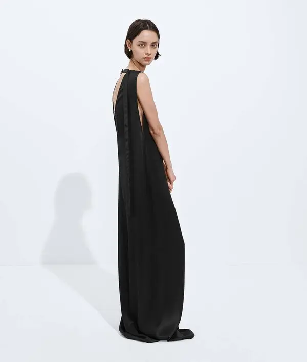 Bottega Veneta Fluid Silk Double-satin Maxi Dress With Cape Effect