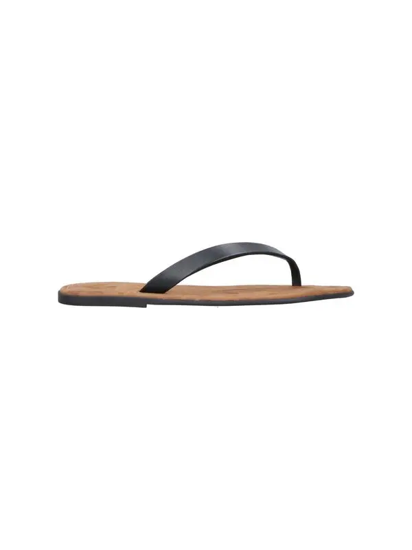 THE ROW Calfskin Flip-flop Sandals - Black