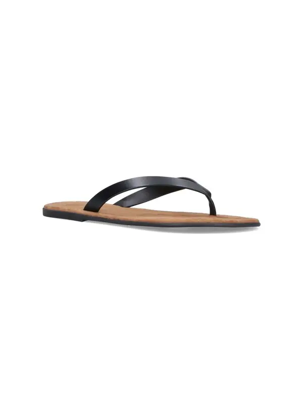 THE ROW Calfskin Flip-flop Sandals - Black