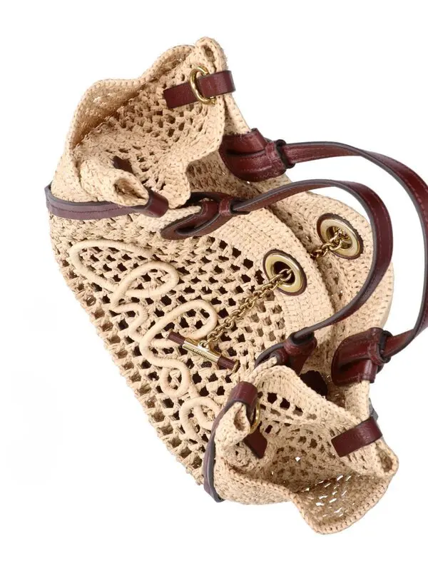 Chloé Raffia Tote Bag With Leather Trim - Beige