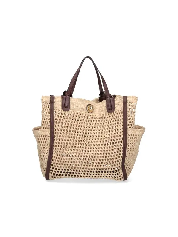 Chloé Raffia Tote Bag With Leather Trim