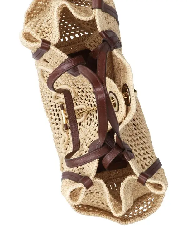 Chloé Raffia Tote Bag With Leather Trim
