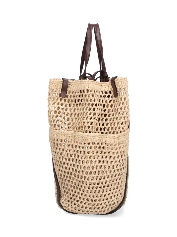 Chloé Raffia Tote Bag With Leather Trim