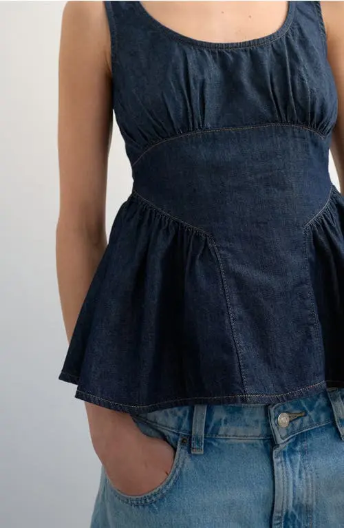 Topshop Denim Peplum Tank