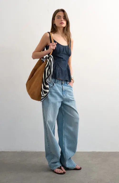 Topshop Denim Peplum Tank