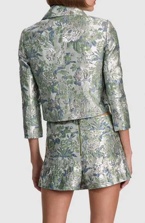 Alice + Olivia Weston Metallic Floral Jacquard Crop Jacket