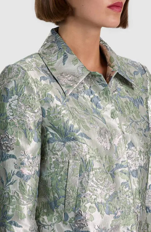 Alice + Olivia Weston Metallic Floral Jacquard Crop Jacket