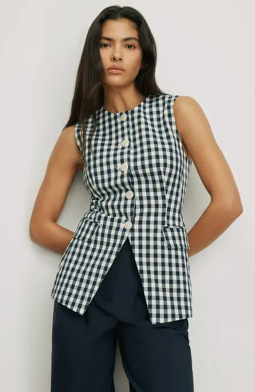 Veronica Beard Lois Stretch Cotton Gingham Vest