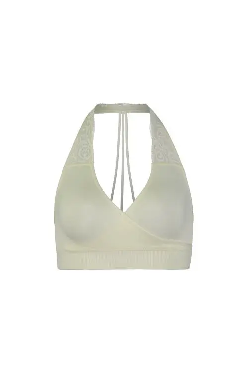 BRABAR Hug Lace Halter Strappy B-tween Sports Bralette - Vanilla Ice