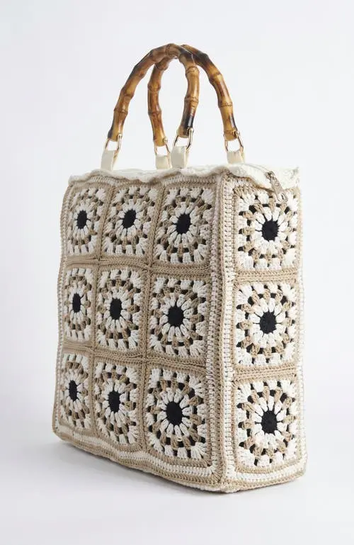 SOLOMON & SAGE Handmade Crochet Granny Square Bag With Hoop Handle