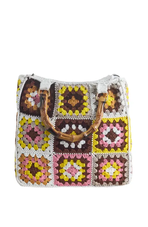 SOLOMON & SAGE Granny Square Crochet Tote Bag